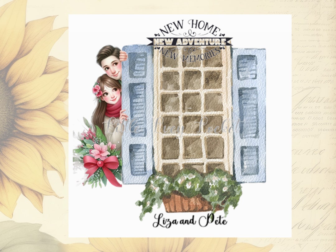 PERSONALISED-NEW HOME Card-young Couple at Blue Shuttered Window-new ...