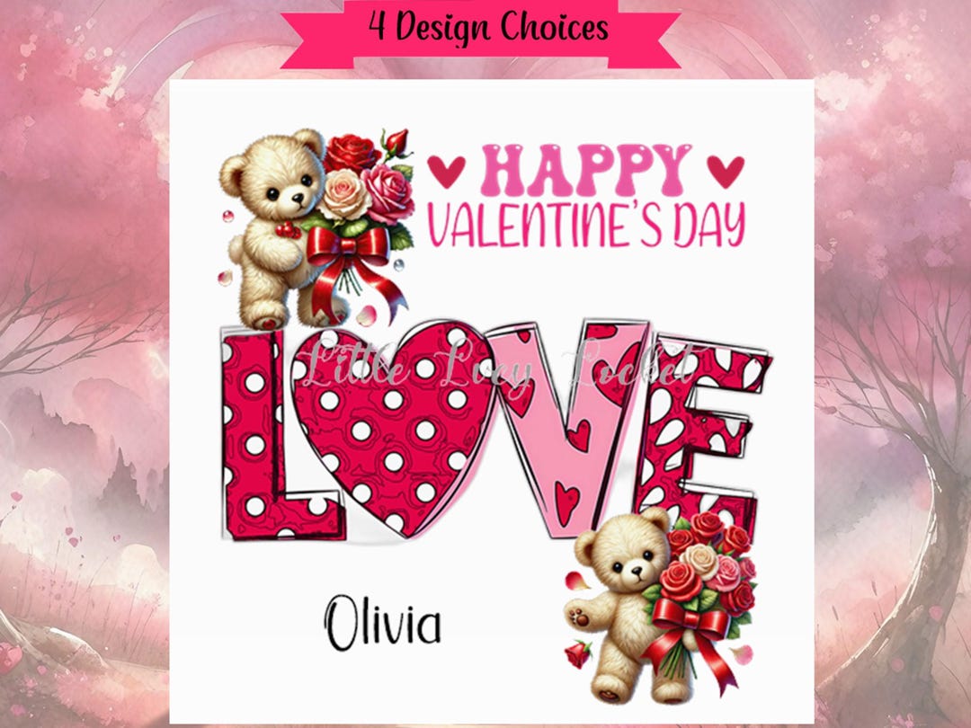 4 Design Choices-teddy Valentine Card-personalised-cute Love Bear Card ...