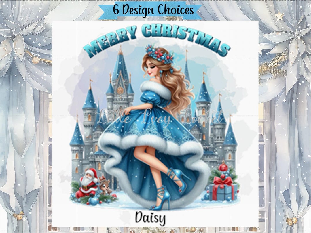 6 Design Choices-princess Christmas Card-personalised-girl Xmas Card ...