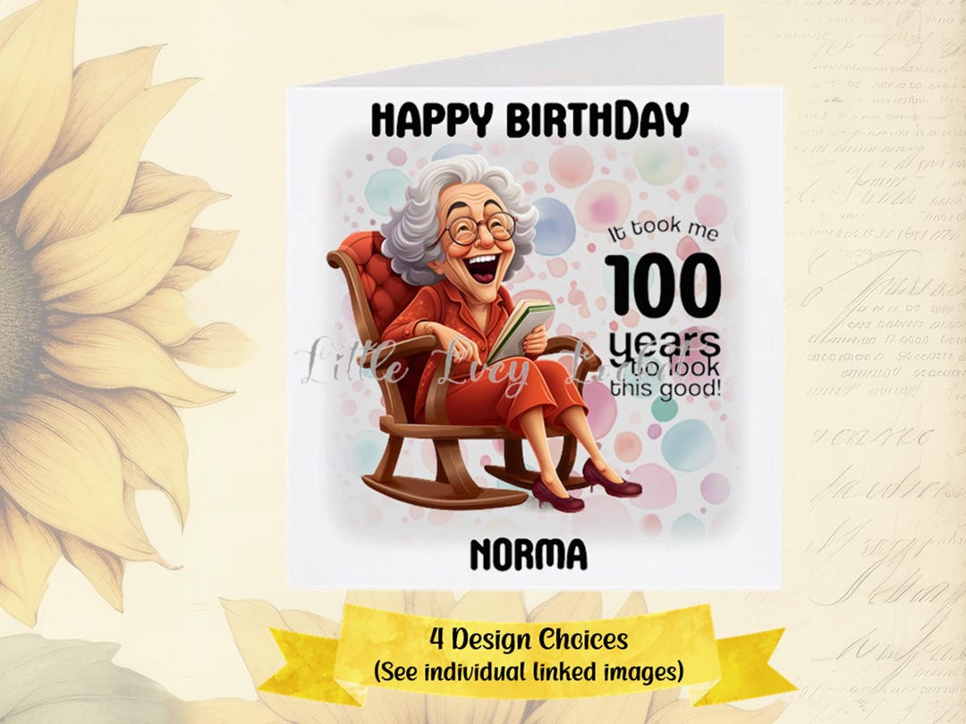 100th Birthday Card-personalised-4 Design Choices-centenarian Birthday ...