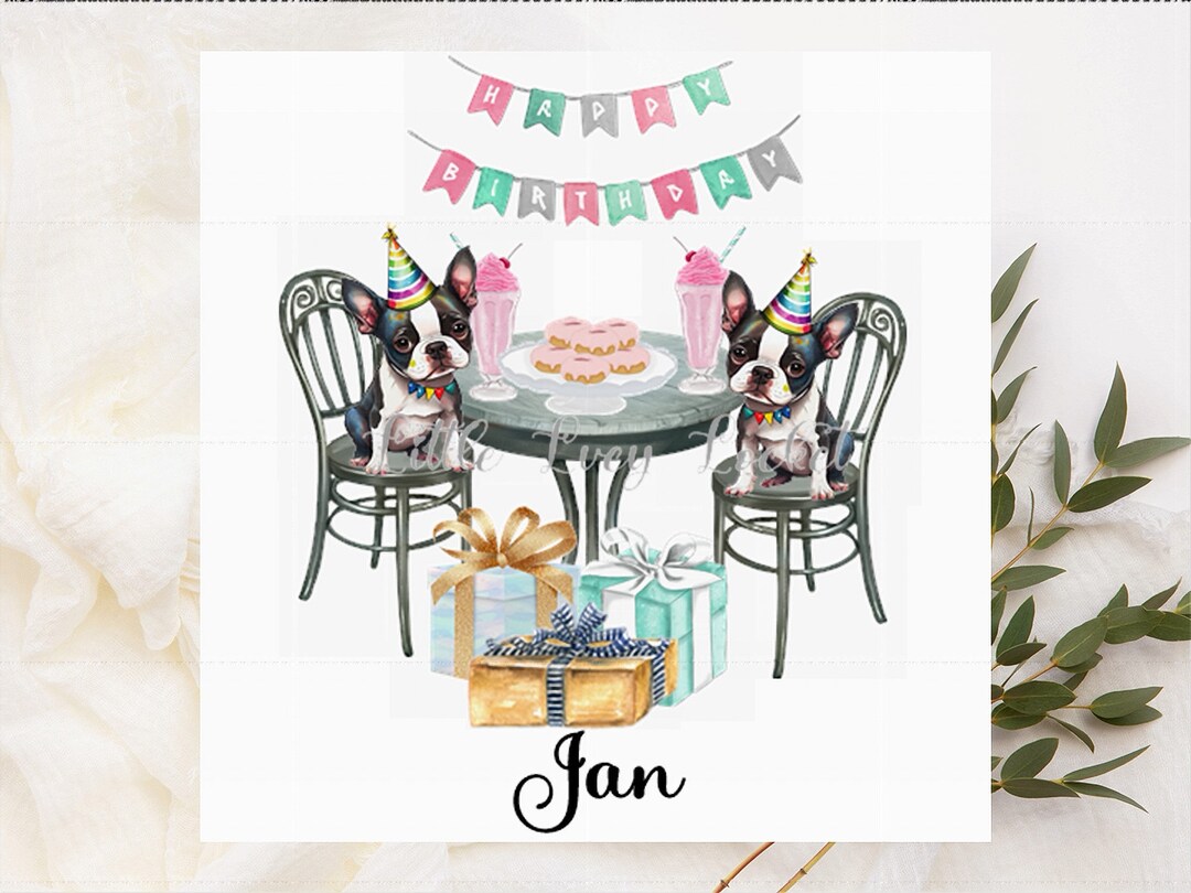 Boston Terrier Birthday Card-personalised-dog Birthday Card-boston ...