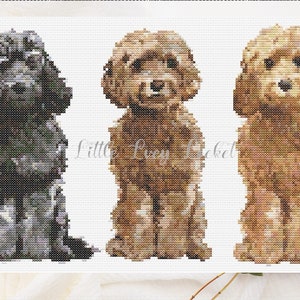Cockapoo Cross Stitch Chart-cockapoo Trio Cross Stitch Chart Only-row ...