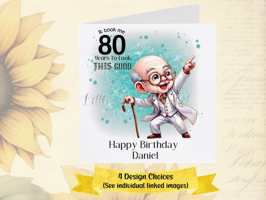 80th Birthday Card-personalised-male 80th-4 NEW Design Choices-funny ...