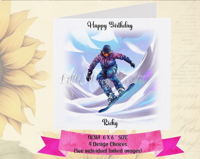 Snowboarding Greeting Card, Snowboarder Birthday Card, Snowboard Card ...
