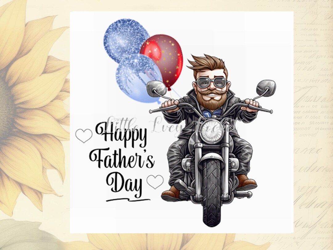 BIKER Father's Day Card-fun Biker With Balloons-biking-motorcycle ...