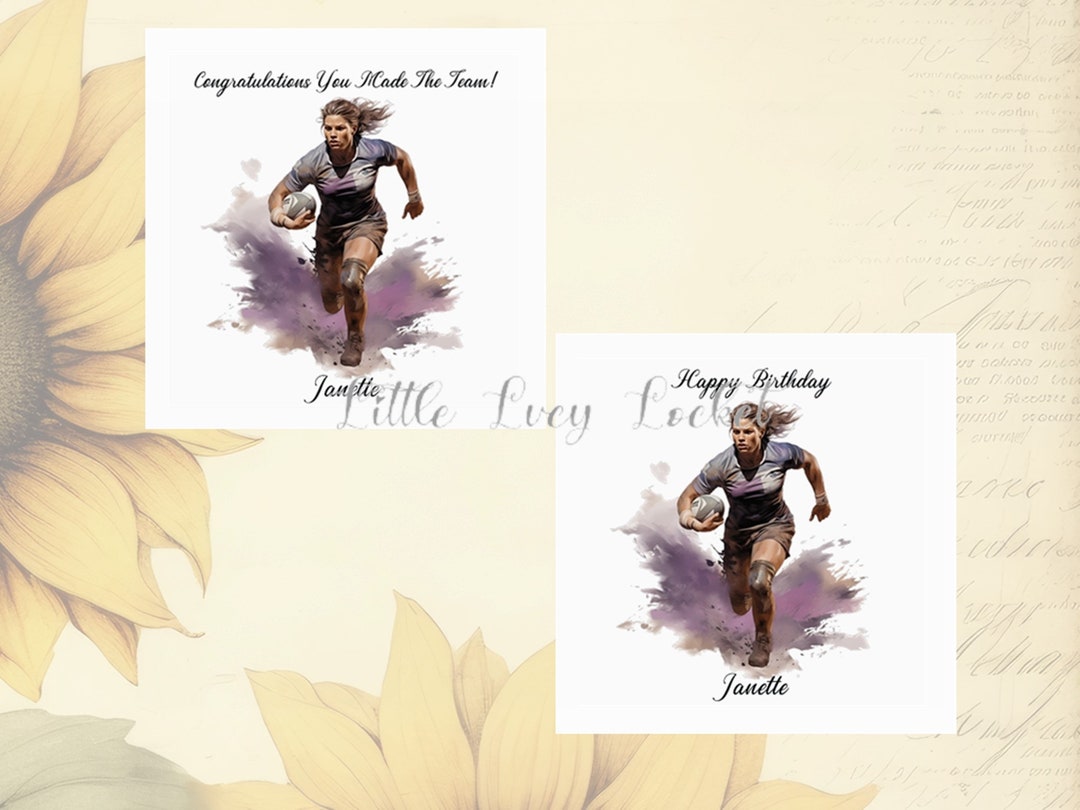 Female RUGBY Card-birthday or Congratulations on Making the Squad-girl ...