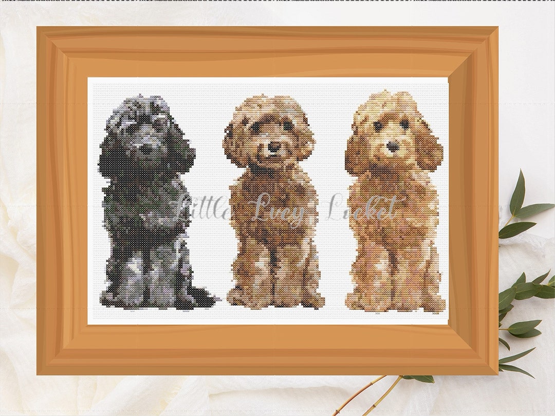 Cockapoo Cross Stitch Chart-cockapoo Trio Cross Stitch Chart Only-row ...