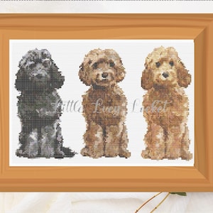 Cockapoo Cross Stitch Chart-cockapoo Trio Cross Stitch Chart Only-row ...