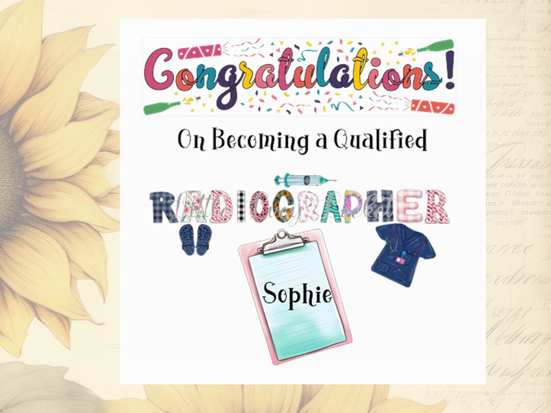 RADIOGRAPHER Congratulations Card-personalised-new Job-you Passed ...