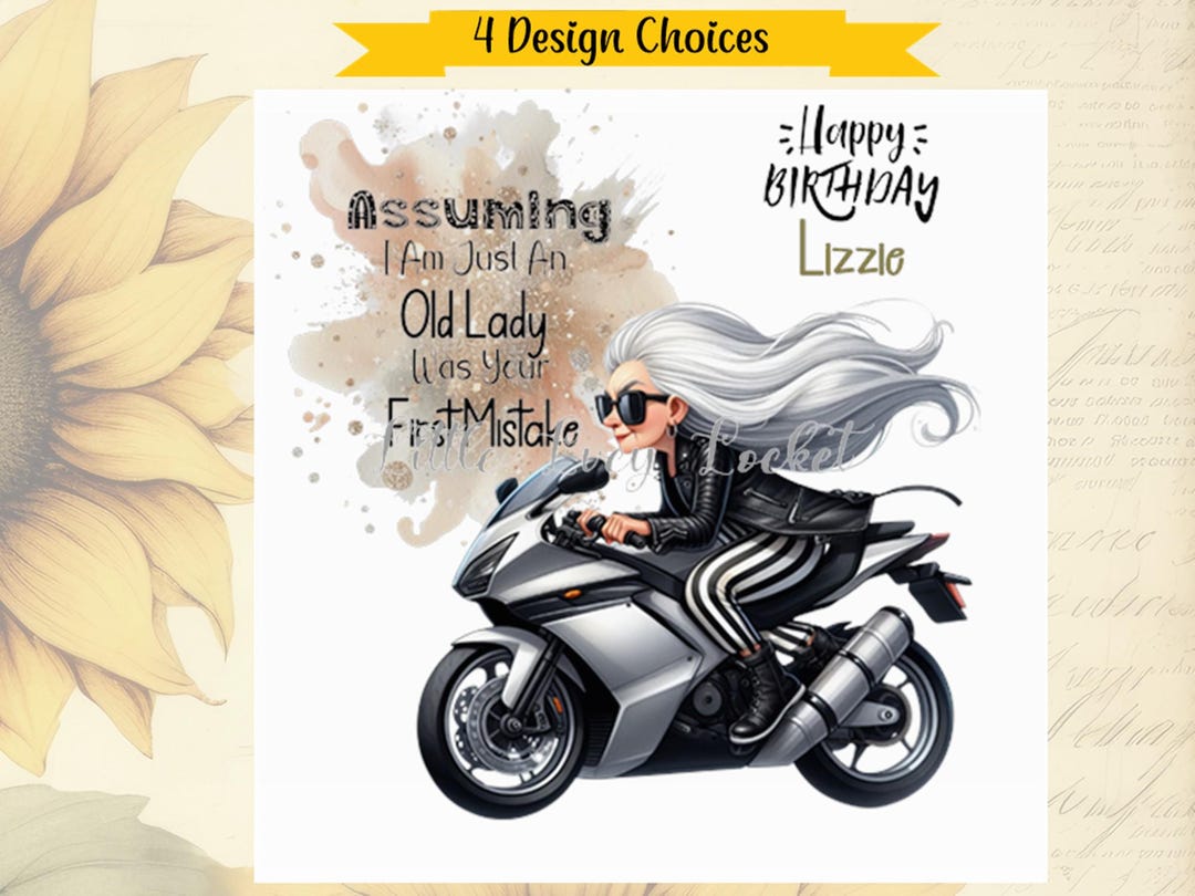 4 Design Choices-older Lady-fun Birthday Card-personalised-assuming I ...