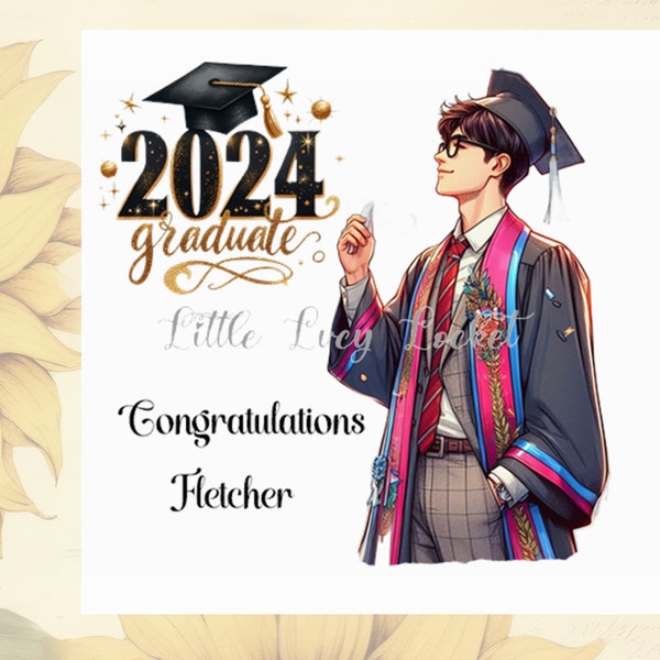 Graduation Card Personalised Male Grad Class of 24 University Degree ...