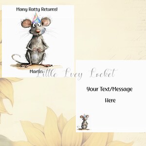 RAT Birthday Card-party Hat Rat-balloons-personalised-many Ratty ...