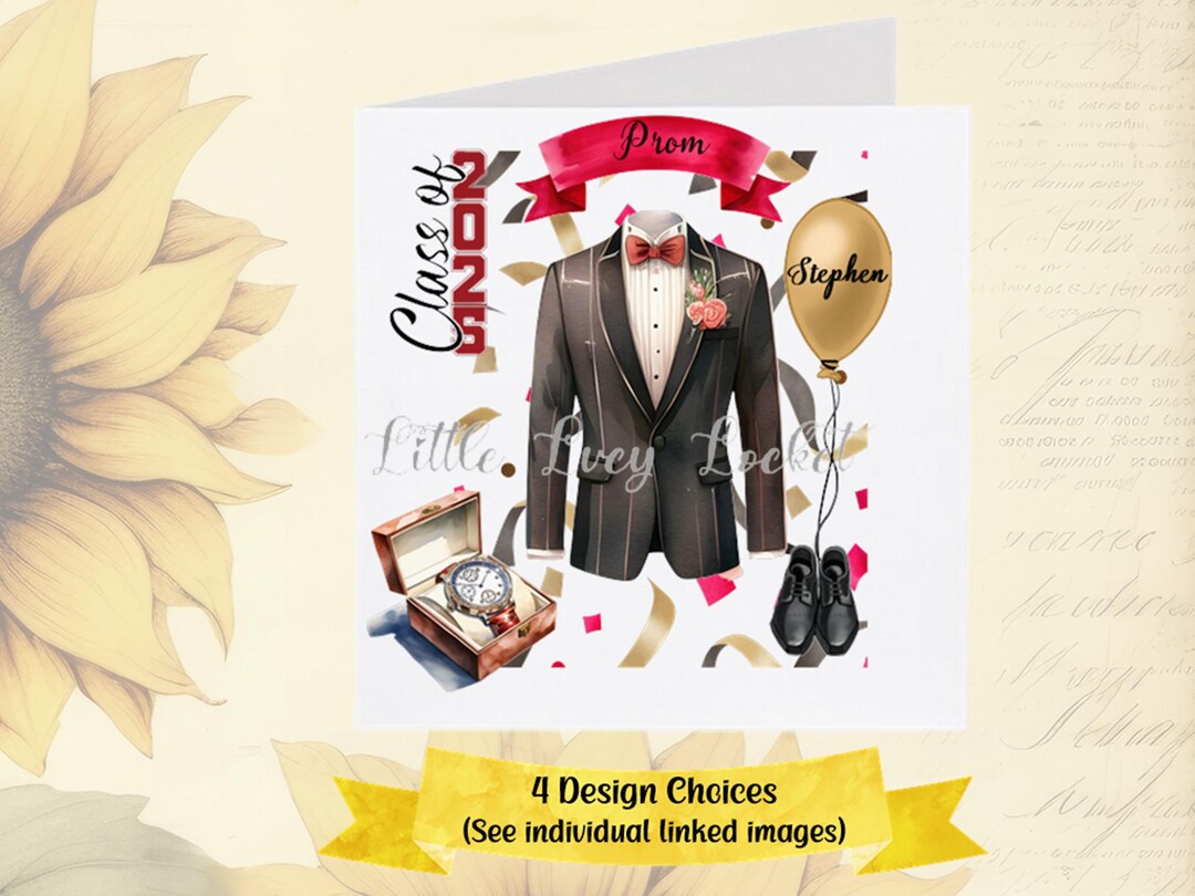 PROM Card-personalised-4 Design Choices-male Prom Card-prom King-son ...