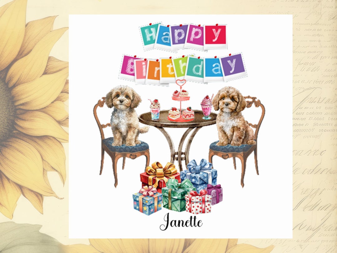 CAVAPOO Birthday Card-personalised-cavapoo Birthday Tea-dog Lover ...