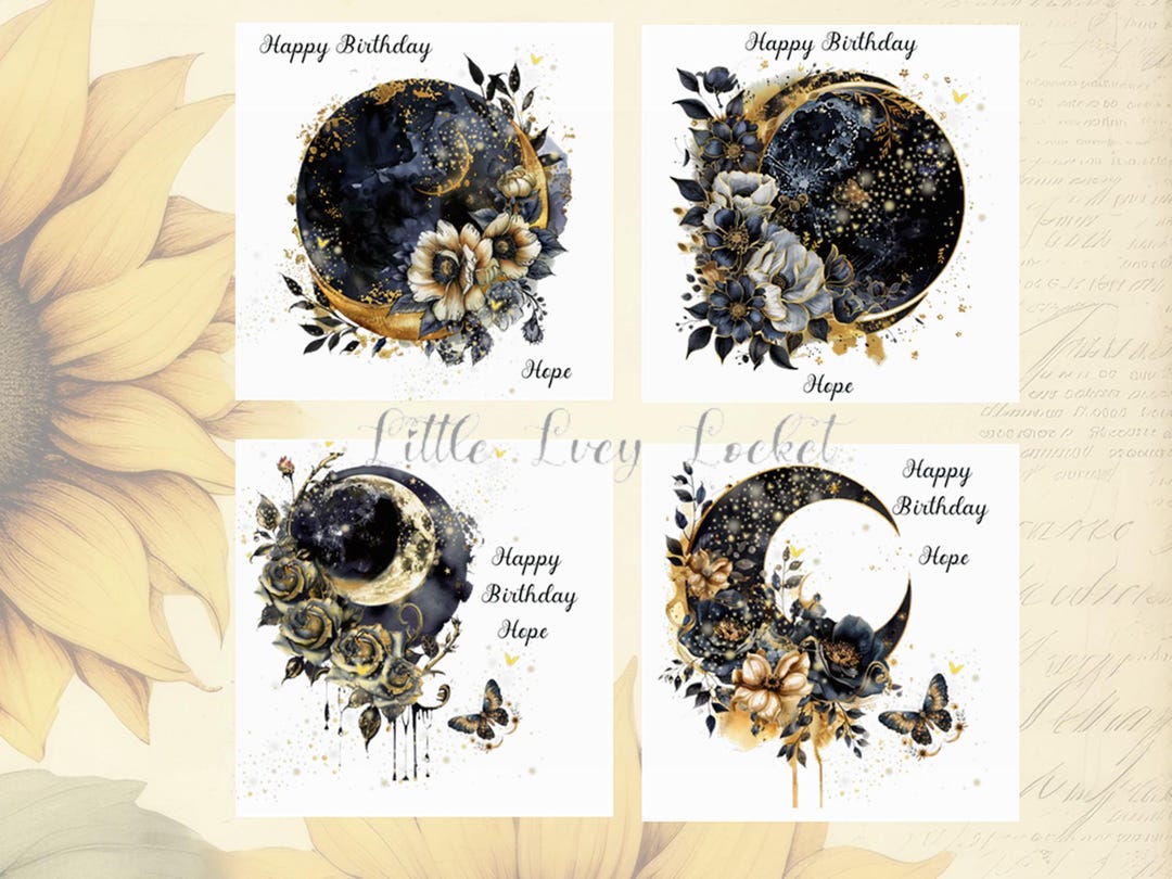 MOON Birthday Card-personalised-4 Design Choices-female Birthday-card ...