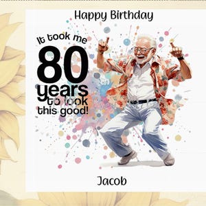 80th Birthday Card-personalised-male 80th-4 Design Choices-funny Age ...