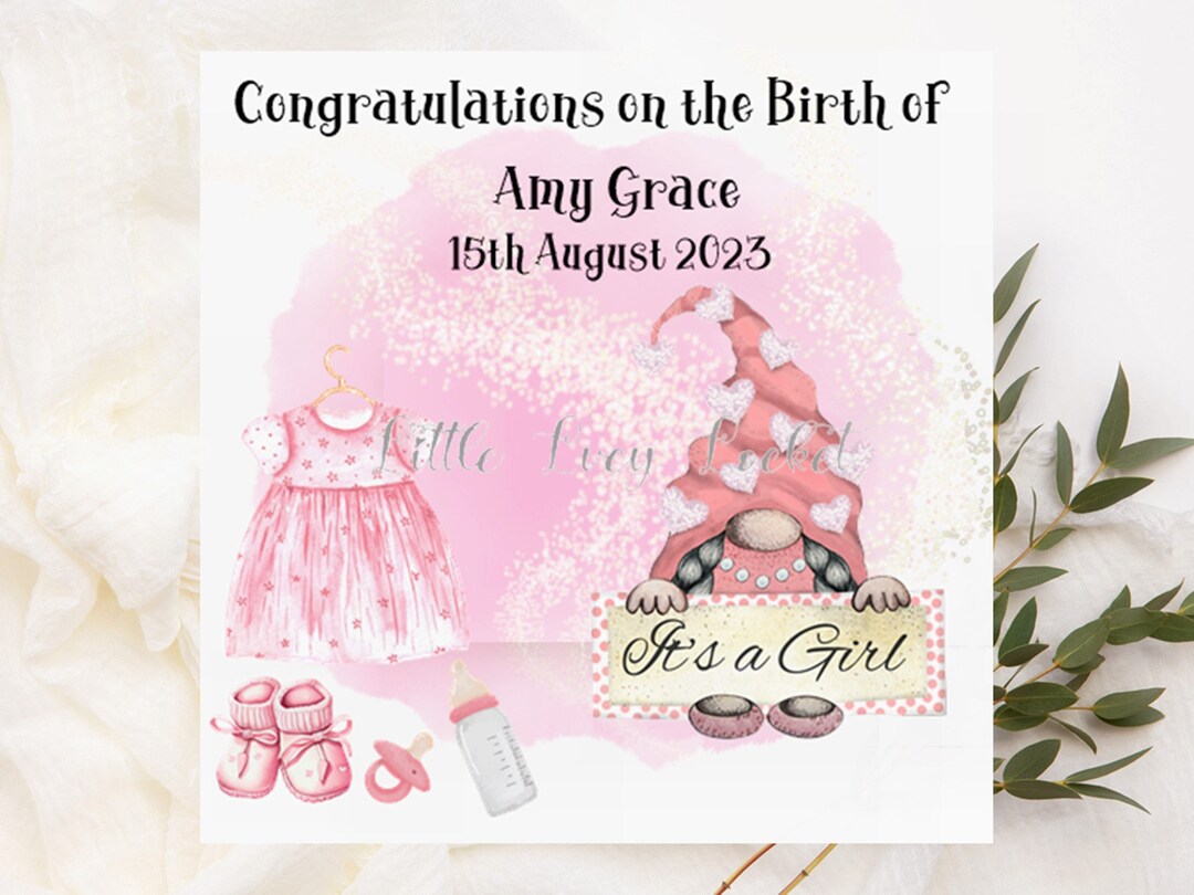 PERSONALISED Congratulations on the Birth of Your Baby GIRL Card-new ...