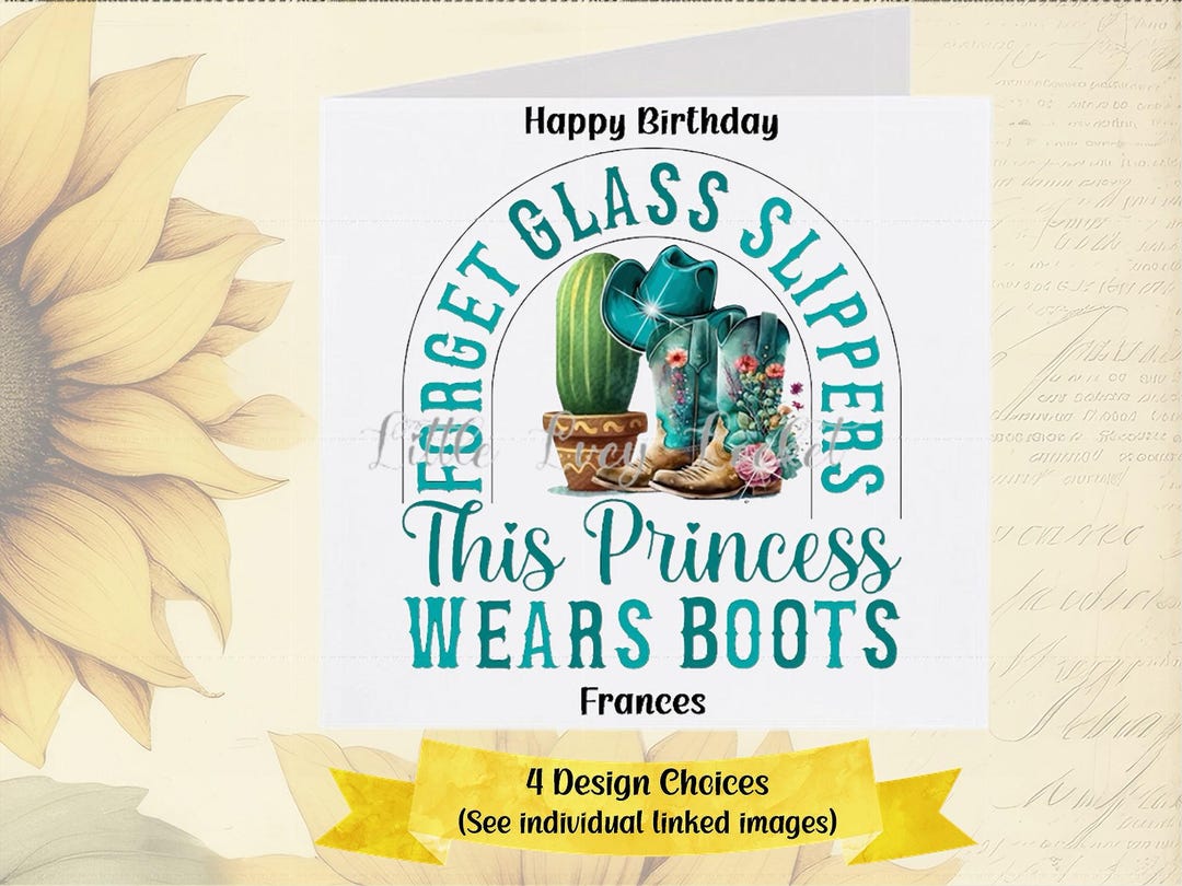 Personalised Cowboy Boot Birthday Card: 4 Colour Choices With Fun ...