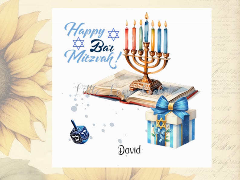 4 Design Choices-bar MITZVAH Card-personalised-coming of Age-jewish ...