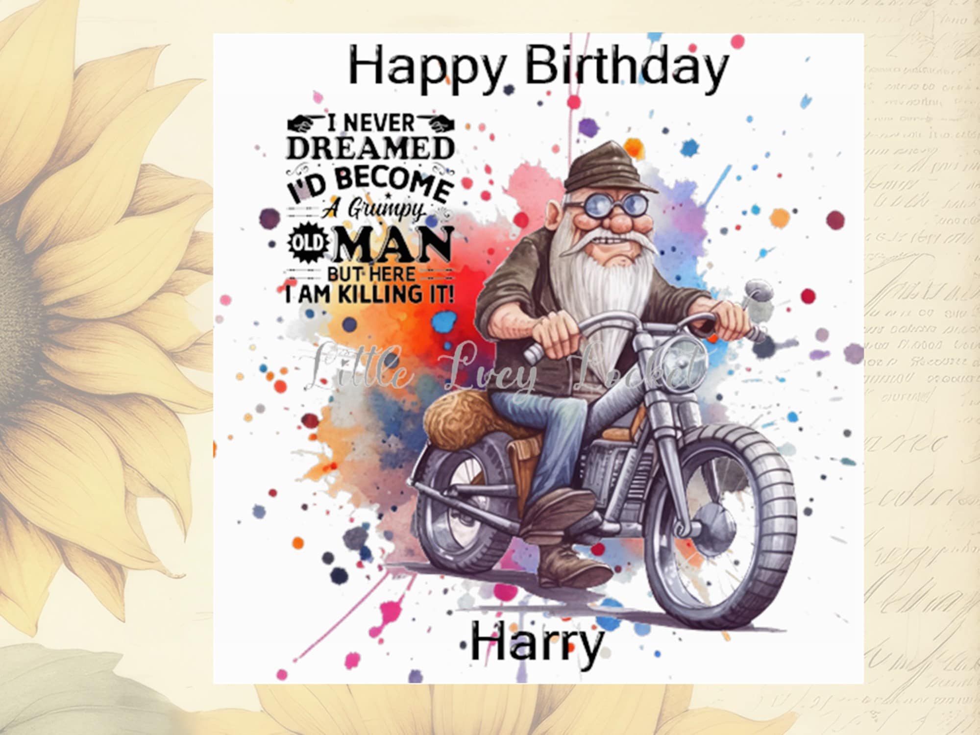 Older Biker-personalised-birthday Card for Him-grumpy Old Man-witty ...