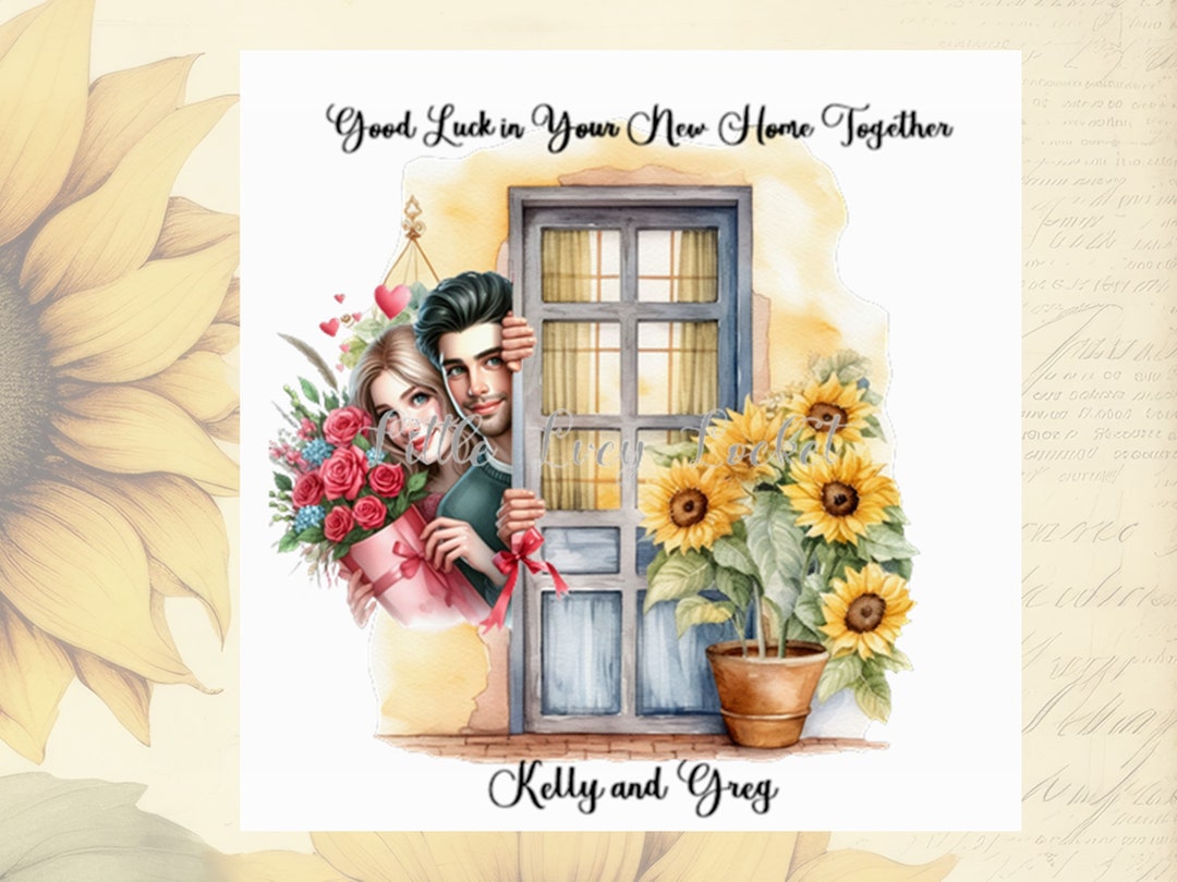 PERSONALISED-NEW HOME Card-couple at Sunflower Door-new Home Card-good ...