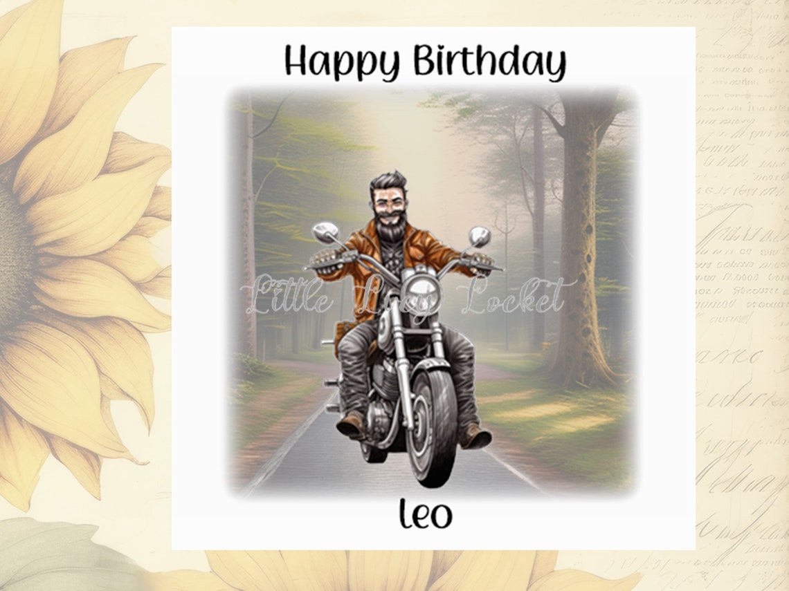 BIKER Birthday Card-personalised-male Birthday-motorbike-motorcycle-hog ...