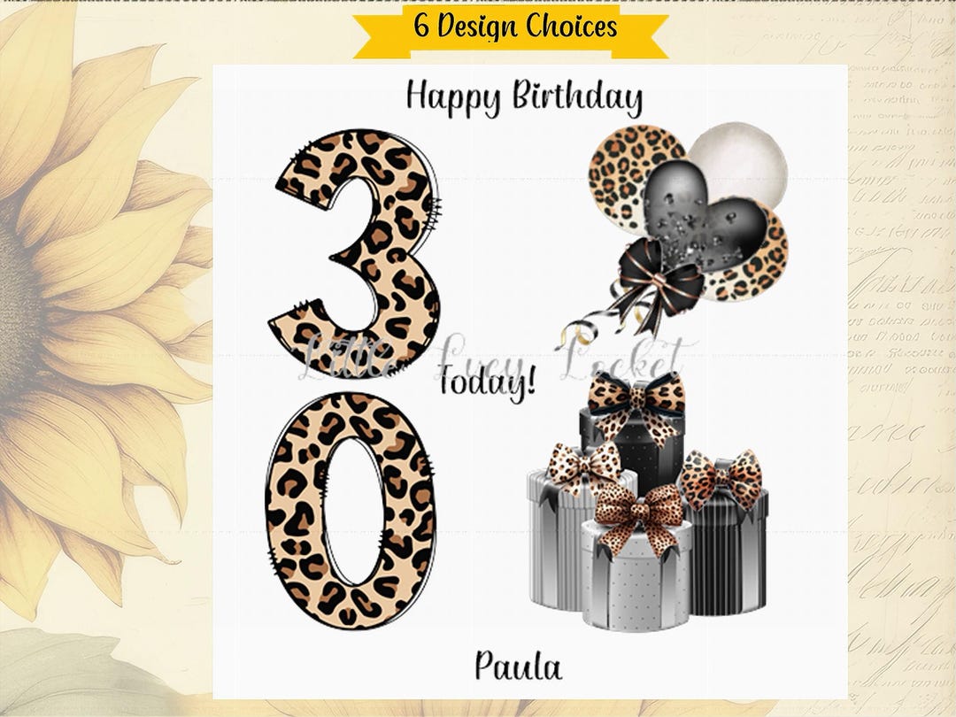 Personalized Leopard Print Birthday Card: Chic Animal Print Numbers - Etsy