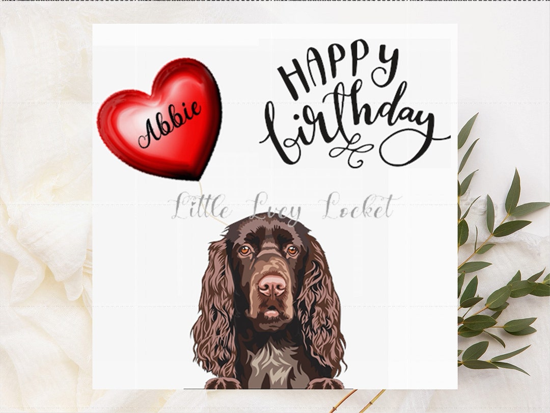 Cocker Spaniel Birthday Card-personalised-chocolate Cocker-red Balloon ...