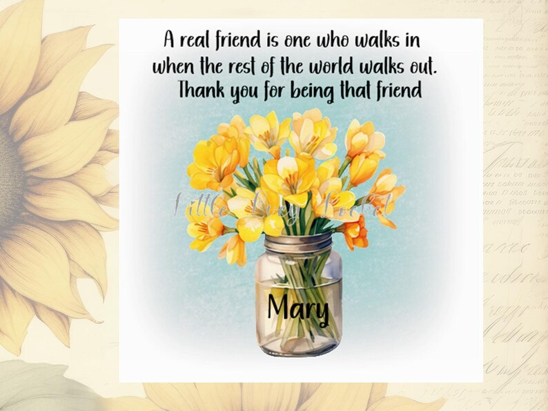 FRIENDSHIP Card-personalised-4 Design Choices-floral Friend Card-thank ...