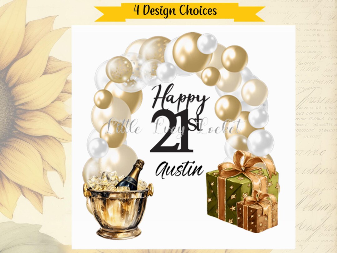 4 Design Choices-male 21st Birthday Card-personalised-balloon Arch With ...