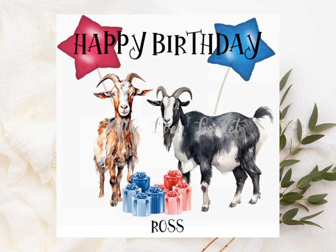 Goat Birthday Card-goats With Gifts PERSONALISED Card-goats With Gifts ...