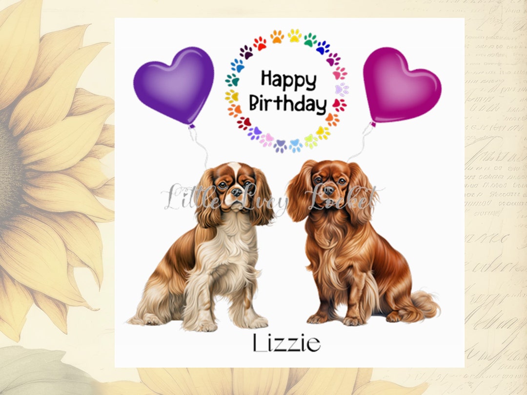 Cavalier King Charles SPANIEL Birthday Card-personalised-spaniels With ...