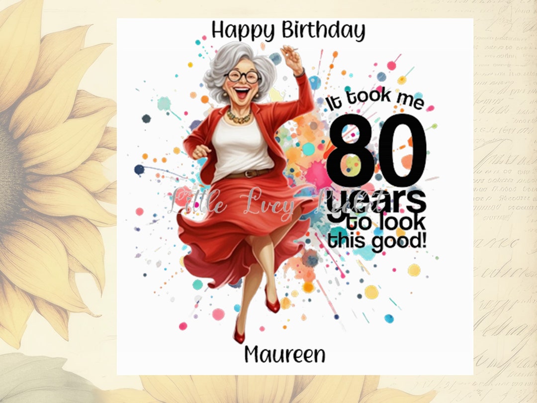 80th Birthday Card-personalised-female 80th-eighty-eightieth-funny Age ...