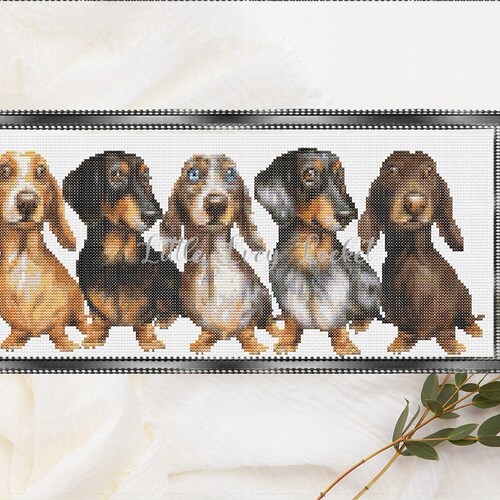 Counted CROSS STITCH Chart PDF Row of Dachshunds-chart - Etsy