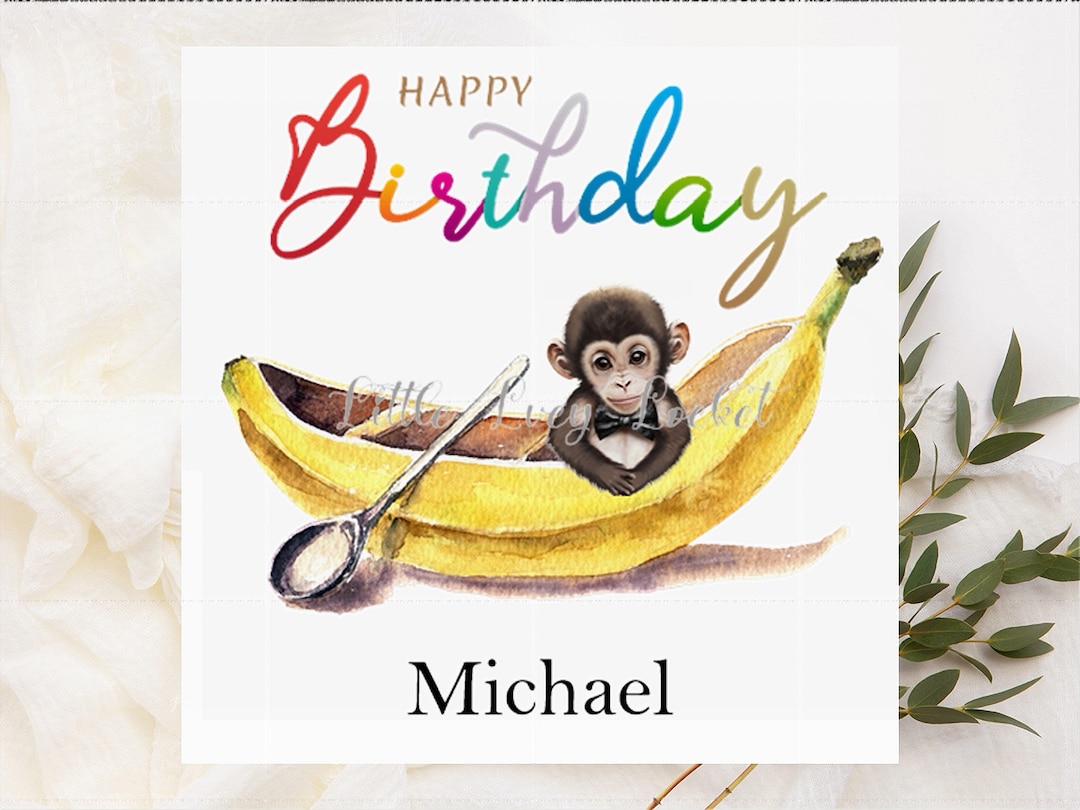 Chimp in a Banana Boat Birthday Card-personalised-kayaking CHIMP ...