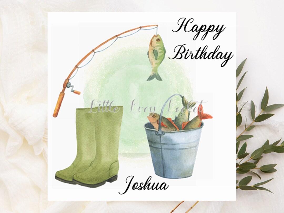 Fishing Birthday Card-personalised-watercolour FISHING Birthday Card ...