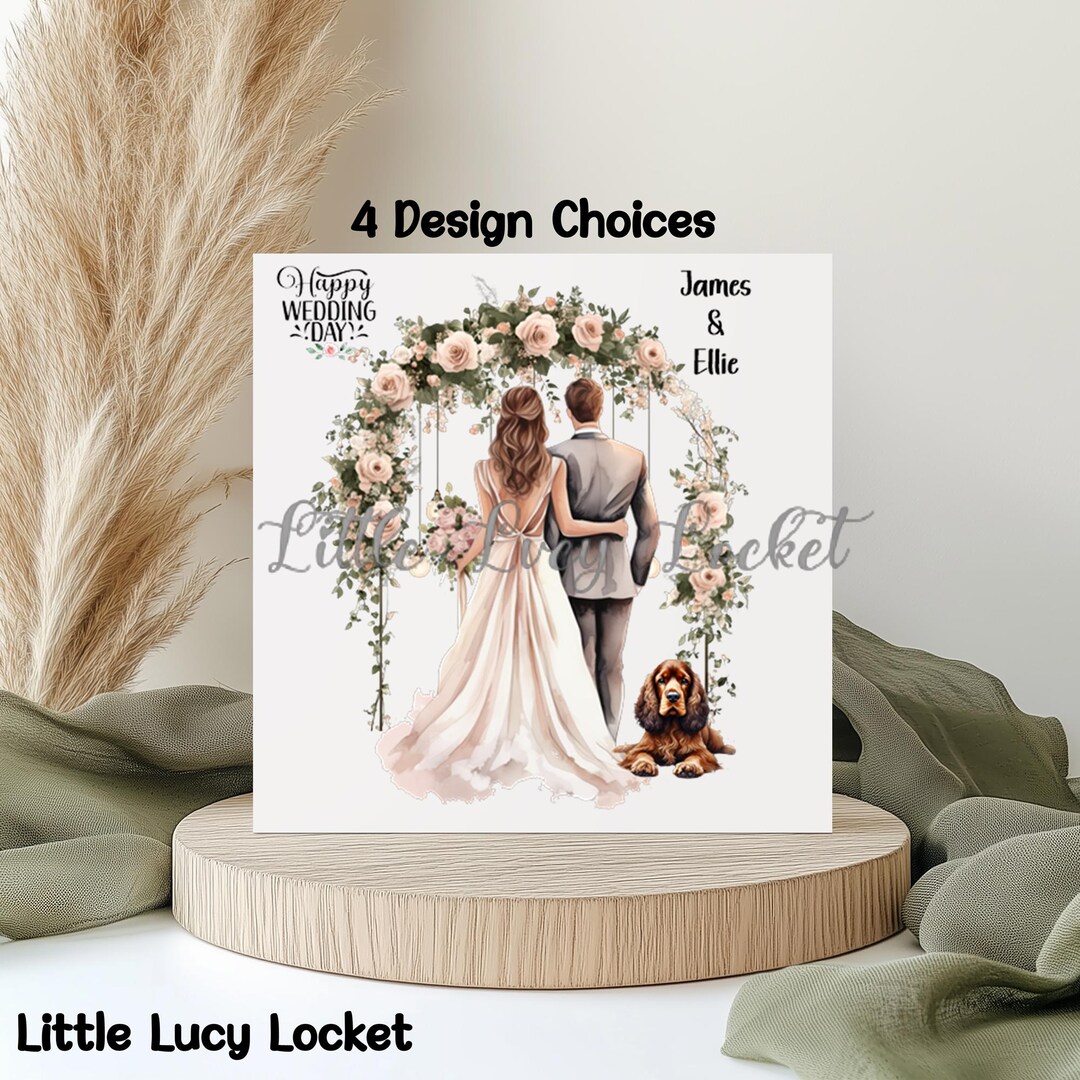 SPANIEL Wedding Card-personalised-6 Design Choices-bride & Groom/cocker ...