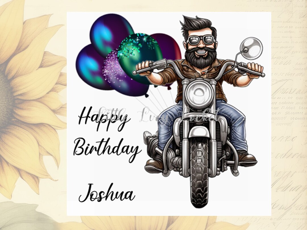 BIKER Birthday Card-personalised-male Birthday-motorbike-motorcycle-hog ...