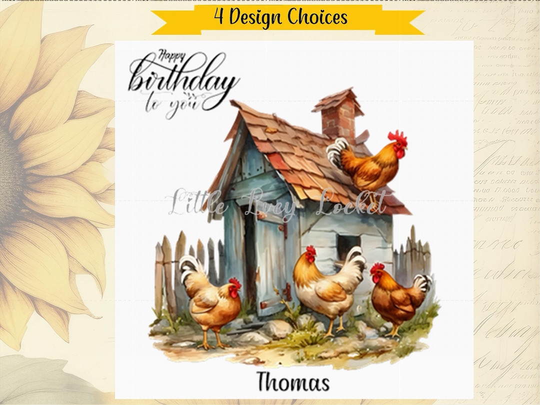 4 Design Choices-chicken Birthday Card-personalised-hens-farmyard ...