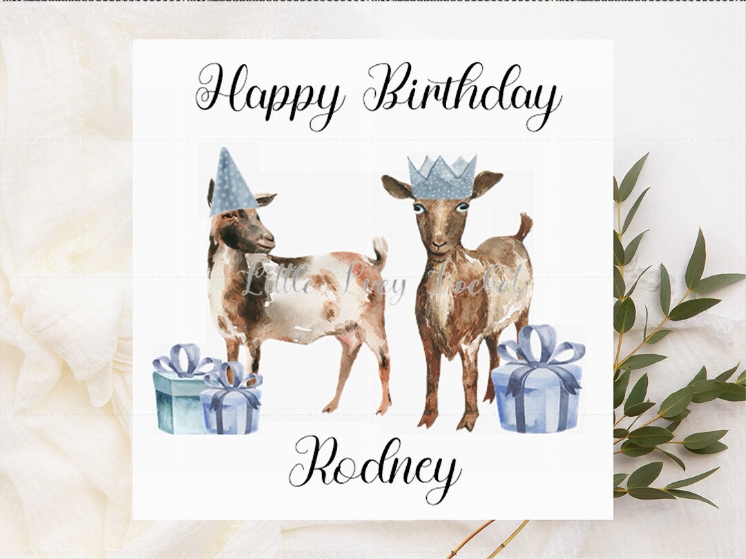 Goat Birthday Card-goats With Gifts PERSONALISED Birthday Card-goats in ...