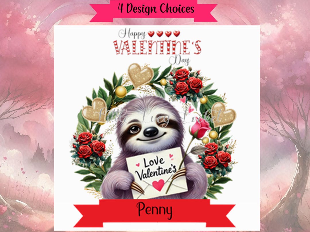 4 Design Choices-sloth Valentine Card-personalised-cute Sloth Valentine ...
