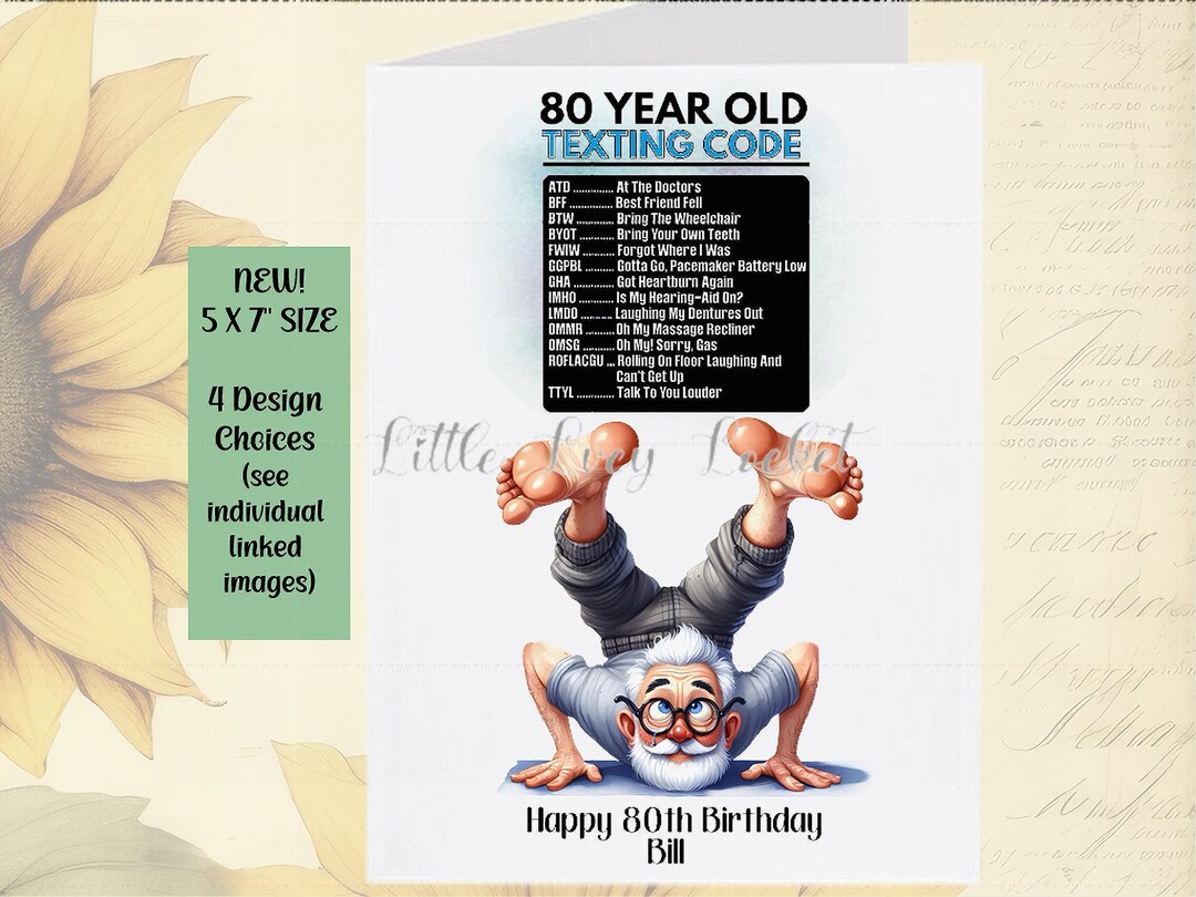 80th Birthday Card-personalised-male 80th-4 Design Choices-new 5x7 ...