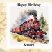 Red Steam TRAIN Birthday Card-personalised-locomotive in Country Scene ...
