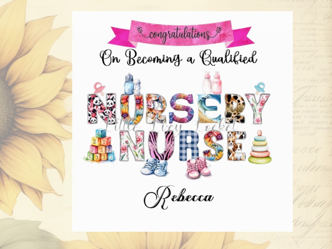 NURSERY Nurse-congratulations Card-unique-personalised-child Nurse ...