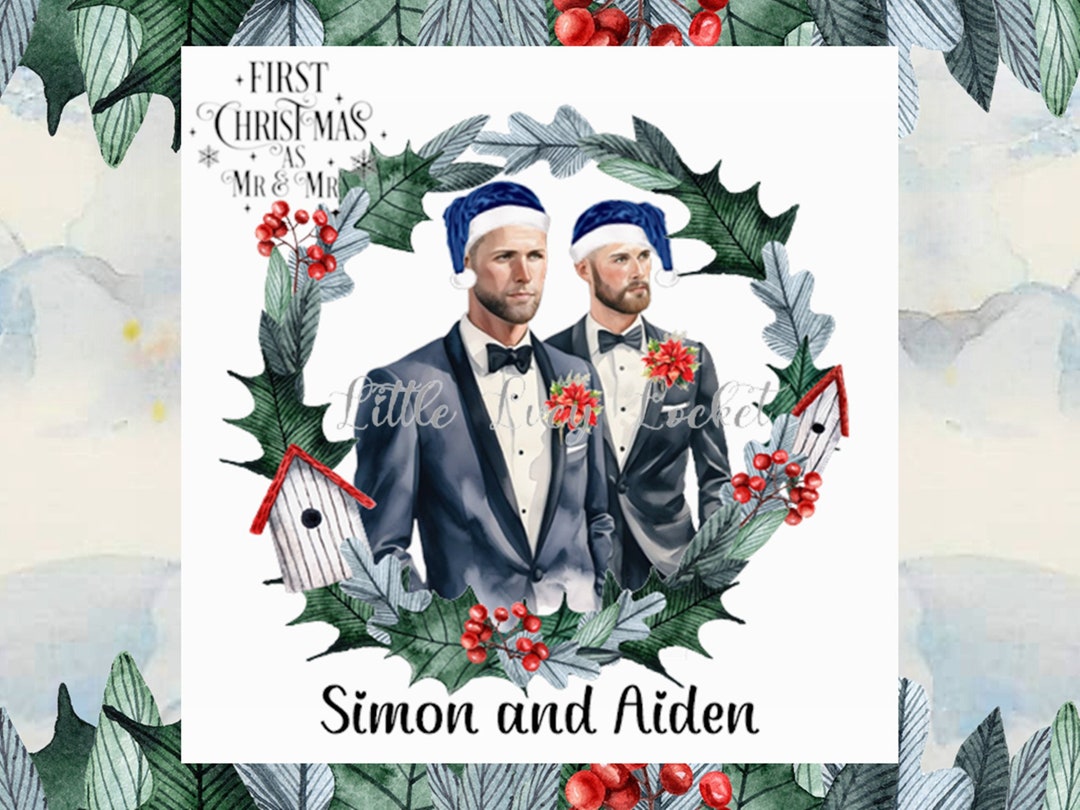 MR and MR First Christmas Card-personalised-watercolour Image-couple ...