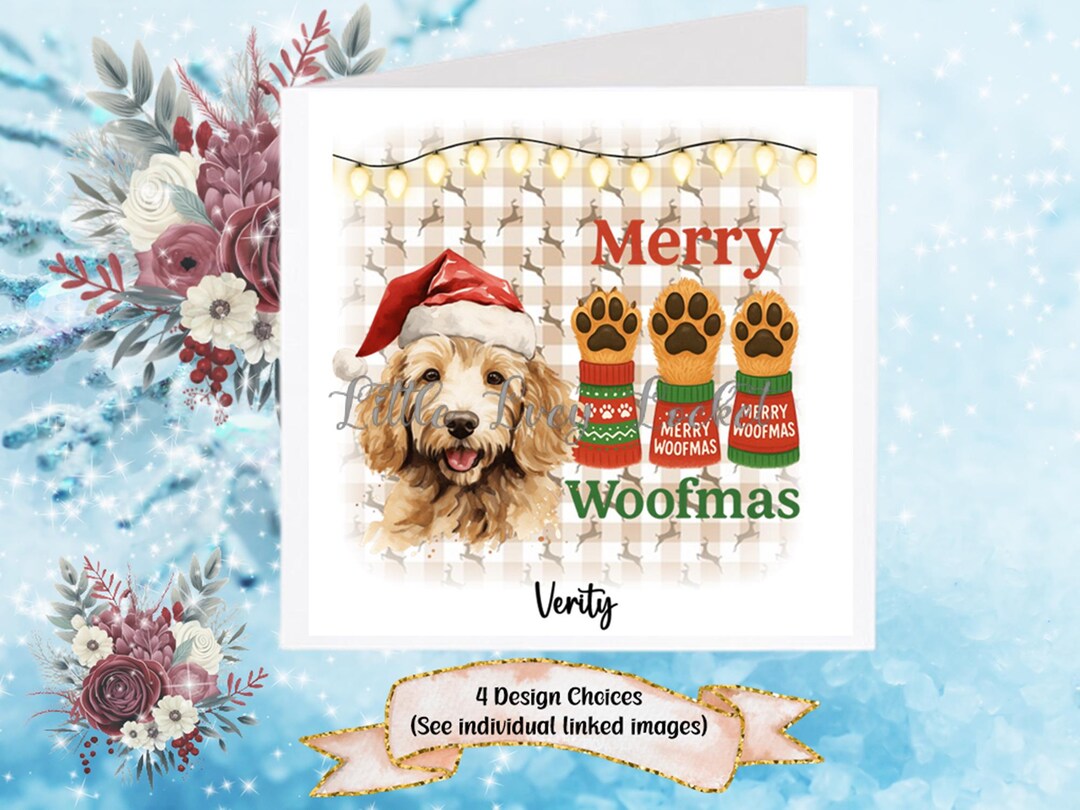 Personalised Labradoodle Christmas Card: Watercolour Labradoodle Xmas ...