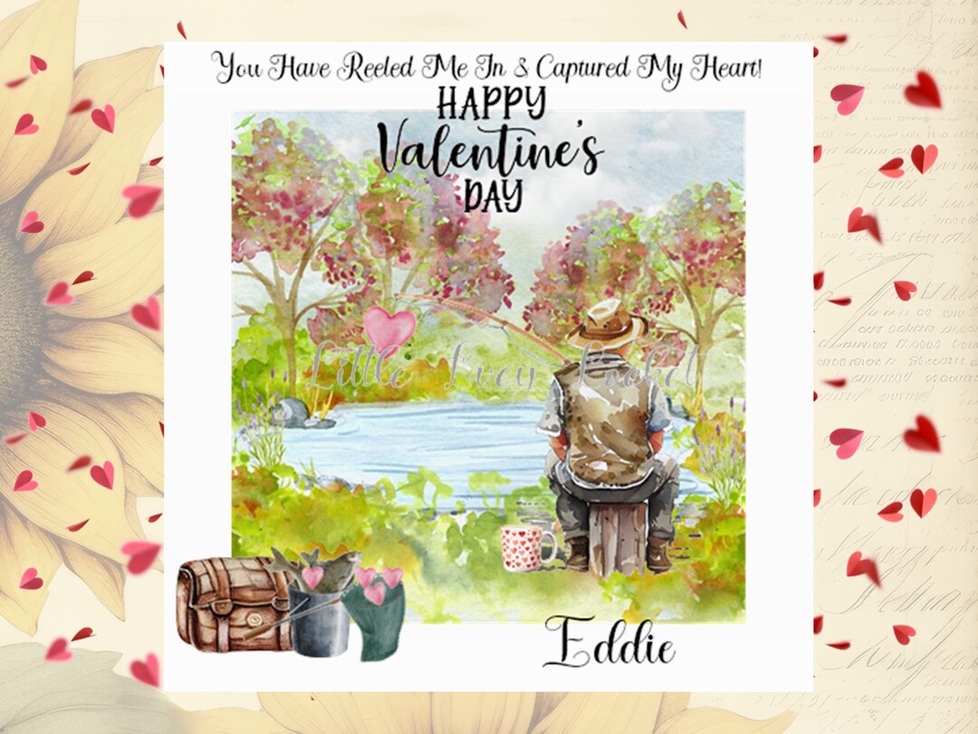 Valentine Card-fishing Theme-personalised-caught My Heart-fisherman ...