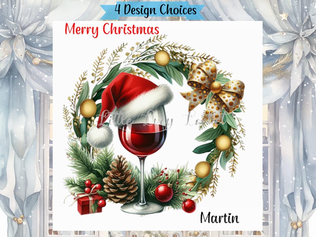 4 Design Choices-red WINE Christmas Card-personalised-xmas Wine Drinker ...