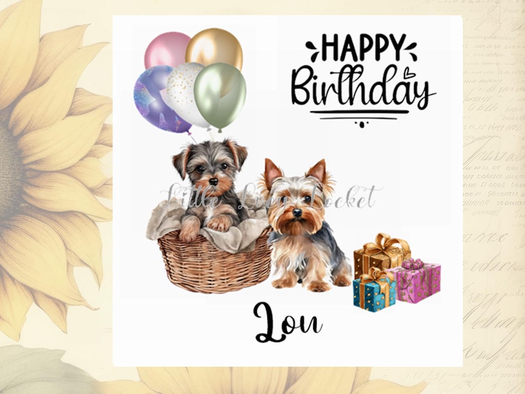 Yorkshire Terrier-personalised-birthday Card-yorkshire TERRIER Birthday ...