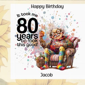 80th Birthday Card-personalised-male 80th-4 Design Choices-funny Age ...